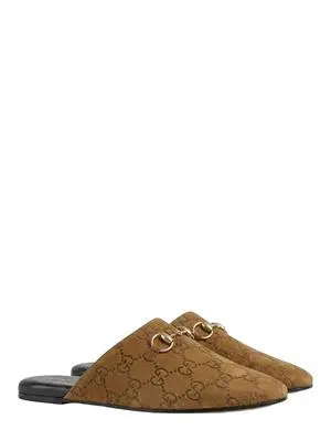 GUCCI Gucci Horsebit Monogrammed Mules