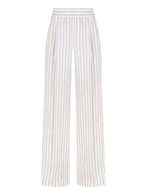 Brunello Cucinelli Brunello Cucinelli Striped Wide-Leg Trousers Gray
