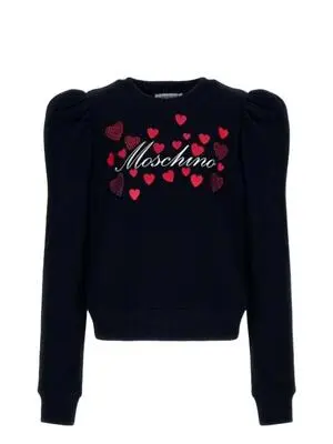 Moschino Long Sleeve Sweatshirt With Heart Embellishments - Black