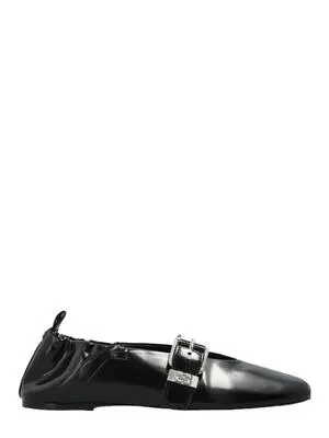 GANNI Buckled Flat Leather Shoes - Black