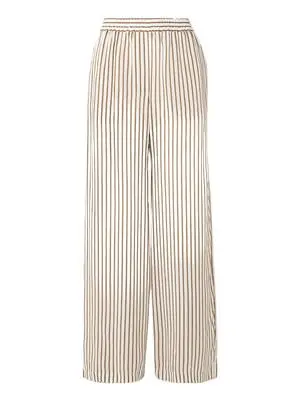 Brunello Cucinelli Striped Wide-leg Pants - Nude