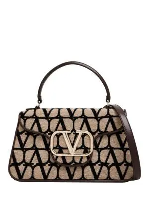 Valentino Garavani Toile Iconographe Logo Plaque Tote Bag - Black