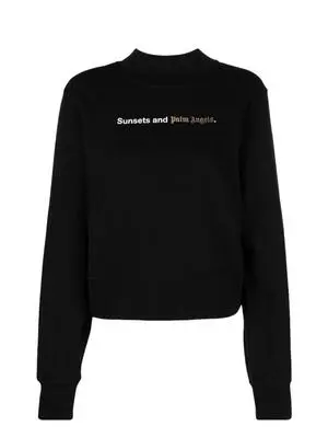 Palm Angels Sunsets Printed Mock Neck Sweatshirt - Black