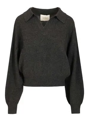 LISA YANG Katriel Polo Knitted Sweater - Grey