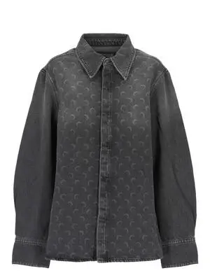 MARINE SERRE Printed Denim Shirt - Black