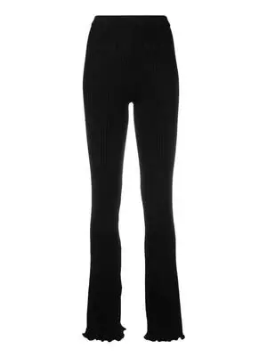 Rabanne Ribbed Knit Flared Trousers - Black