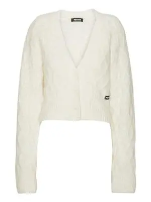 ROTATE BY BIRGER CHRISTENSEN Fluffy Knit Cropped Cardigan - White