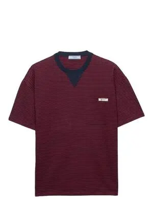 Prada Prada Striped Crewneck T-Shirt Amaranth Red/blue
