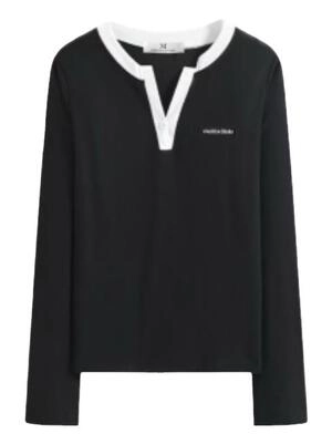 Marissa Chiara Long-sleeved T-shirt With Contrasting Trim - Black