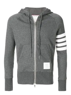 Thom Browne 4-bar Zip-up Hooded Jacket - Dark Gray