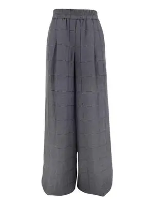 Brunello Cucinelli Brunello Cucinelli Checked Wide-Leg Pants Gray