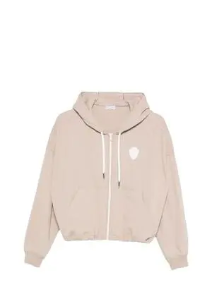 Brunello Cucinelli Zip-up Logo Patch Hoodie - Nude