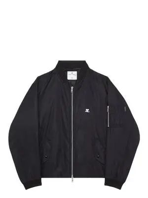 COURREGES Logo Embroidered Bomber Jacket - Black