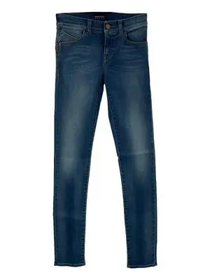 Emporio Armani Embellished Belted Denim Pants - Blue