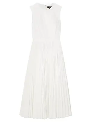 Theory Sleeveless Pleated Midi Dress - White