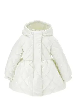 Monnalisa Quilted Padded Hooded Jacket - White