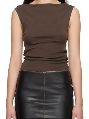 ST. AGNI Rib-knit Boatneck Vest - Black