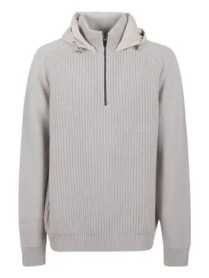 Herno Long-sleeved Hooded Knitted Jumper - Gray