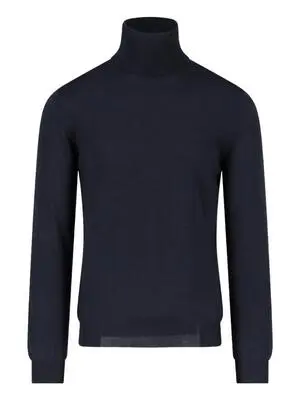 ZANONE Zanone Flexwool Turtleneck Knitwear With Ribbed Details Black