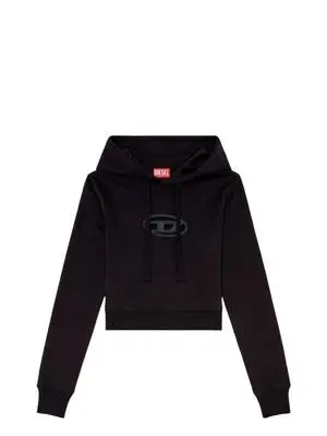 DIESEL® Cropped Hoodie With Oval D Logo - Black