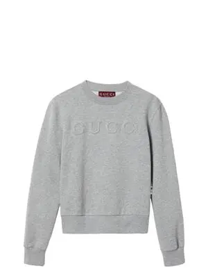 Gucci Crewneck Sweatshirt With Embossed Logo - Grey