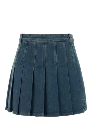 Burberry Burberry Pleated Denim Mini Skirt Medium Blue