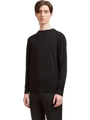 AIEZEN Crew Neck Cashmere Silk Blend Sweater - Black