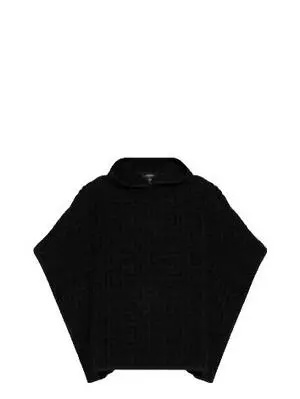 Balmain Hooded Cape With Embossed Geometric Lettering - Black