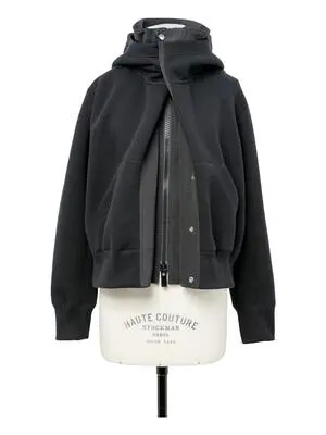 Sacai Sponge Sweat X Grosgrain Hoodie - Black