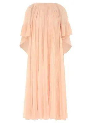 Zimmermann Illuminate Pleated Cape Maxi Dress - Peach
