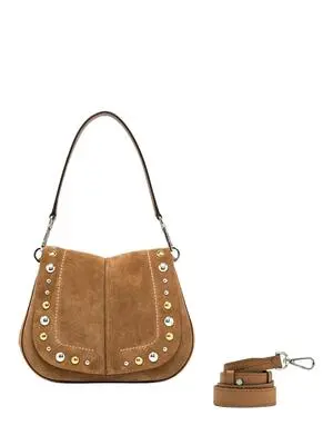 GIANNI CHIARINI Helena Studded Shoulder Bag - Brown