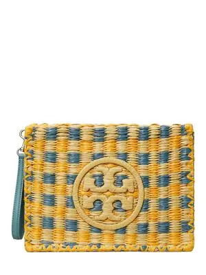 Tory Burch Ella Woven-check Clutch Bag - Blue