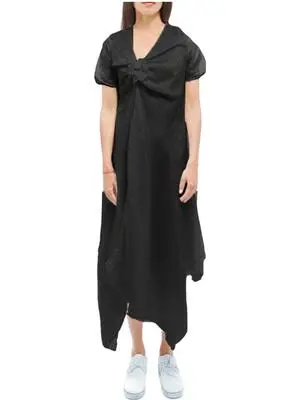 MARC LE BIHAN Asymmetrical Draped Pleated Dress - Black