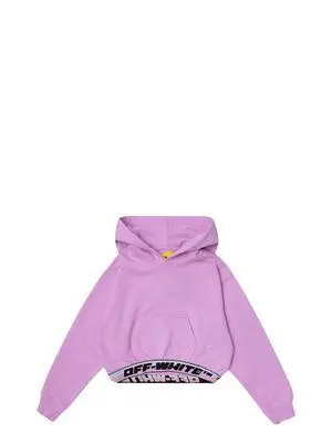 Off-White Logo-print Cotton Cropped Hoodie - Purple