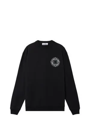 Stone Island Logo Print Crewneck Sweatshirt - Black