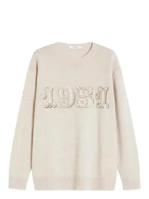Max Mara Plata Logo Embellished Crewneck Jumper - Beige