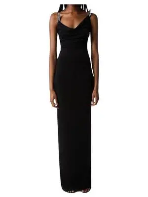 Coperni Gala Dress With Embellished Straps - Black