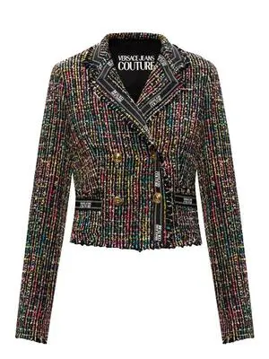 Versace Double-breasted Embroidered Jacket - Black