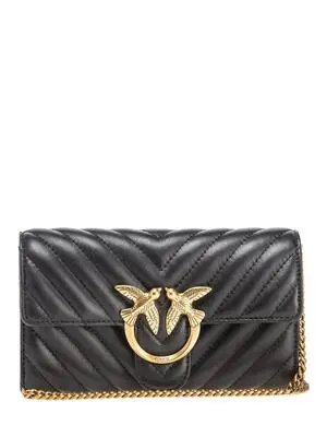 Pinko Love One Quilted Shoulder Bag With Chain Strap - Black