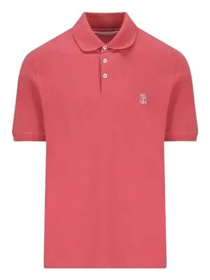 Brunello Cucinelli Brunello Cucinelli Logo Detailed Short-Sleeved Polo Shirt Red