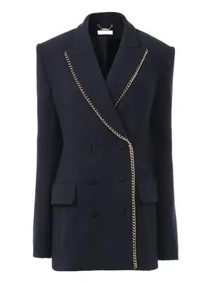 Chloé Chain-embellished Double-breasted Jacket - Blue