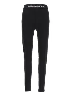 Rabanne Logo Detailed High Waisted Leggings - Black