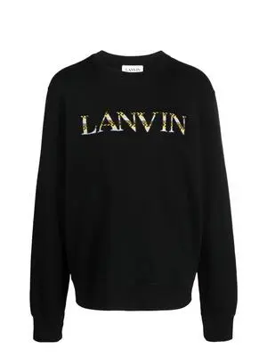 LANVIN Logo Embroidered Crewneck Sweatshirt - Black