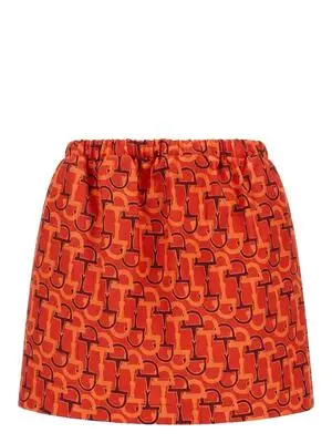 Gucci Horsebit Printed Mini Skirt - Red