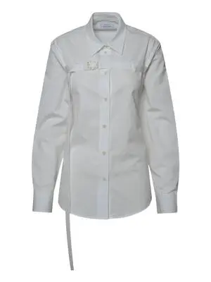 Off-White Buckle Detailed Cut-out Shirt - Gray