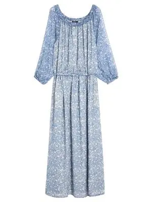 Max Mara Printed Georgette Off-the-shoulder Maxi Dress - Blue