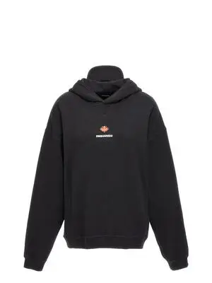 Dsquared2 Logo Printed Long Sleeve Hoodie - Black