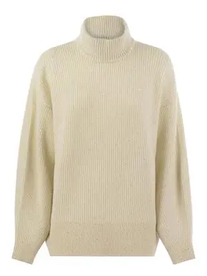 Brunello Cucinelli Lurex High Neck Pullover - Nude
