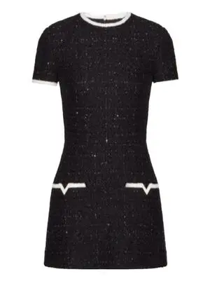 VALENTINO Valentino Glaze Tweed Short Dress With Contrast Trim