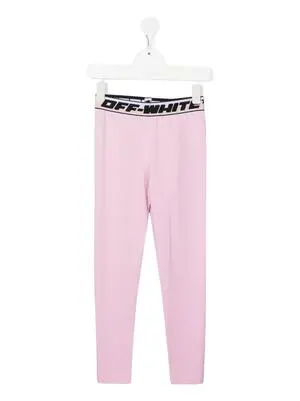 Off-White Logo-waistband Leggings - Pink